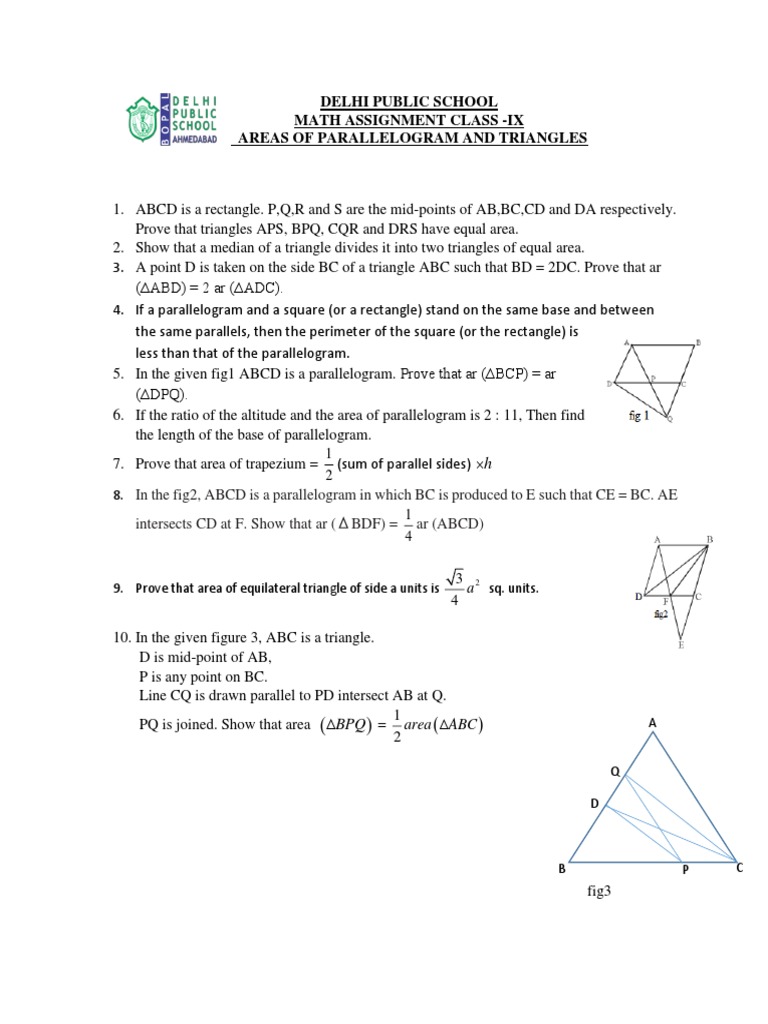 Areas of Parallelograms and Triangles | PDF | Area | Triangle