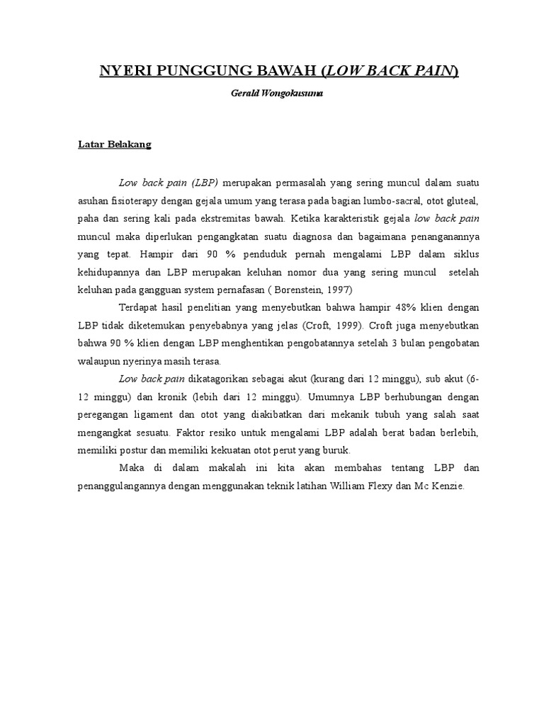 Leaflet Nyeri Punggung Bawah LBP Low Back Pain | PDF