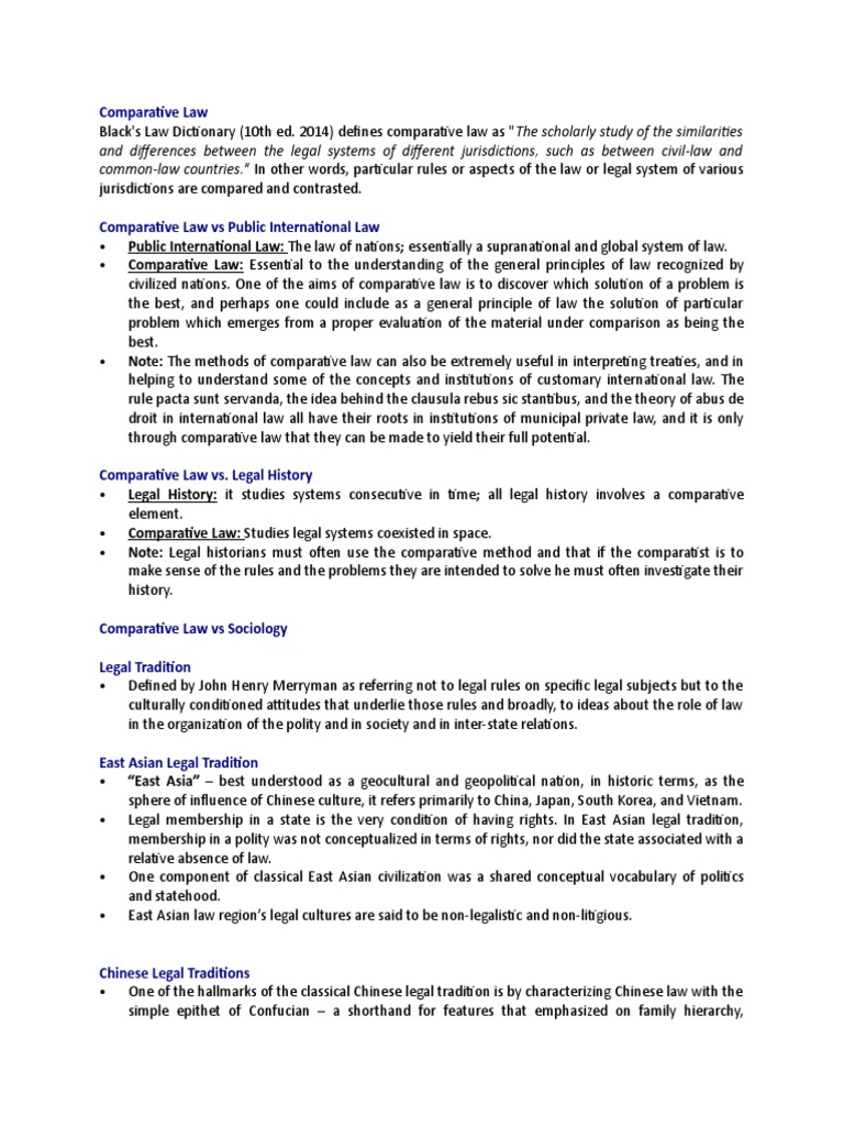 Comparative Law Notes Part 1 | PDF | Statutory Interpretation | Precedent