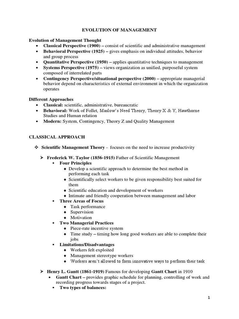 Evolution of Management | PDF | Psychology | Business