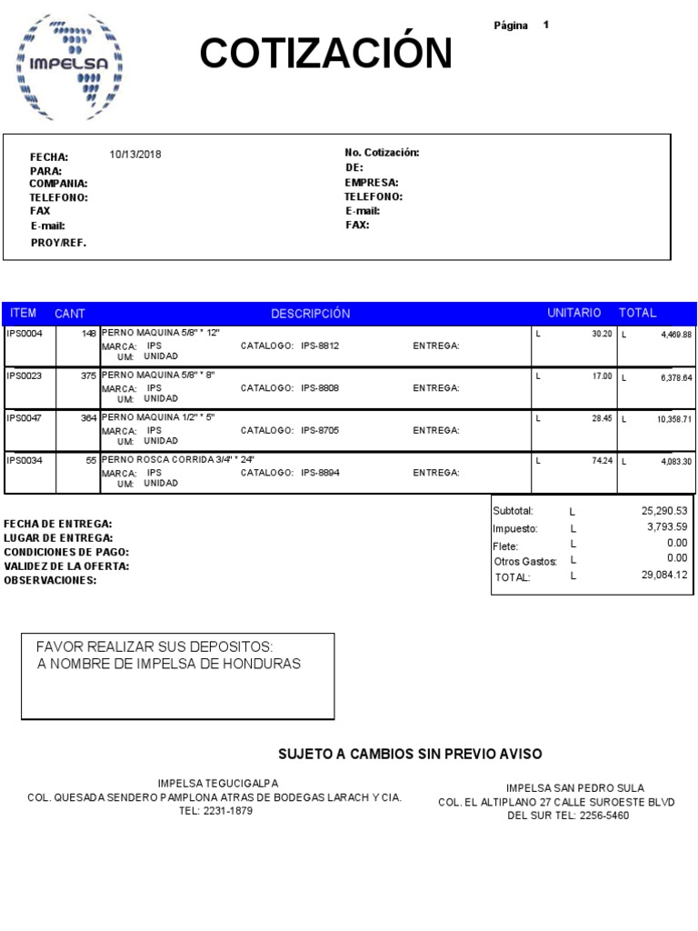 Ejemplo Cotización | PDF