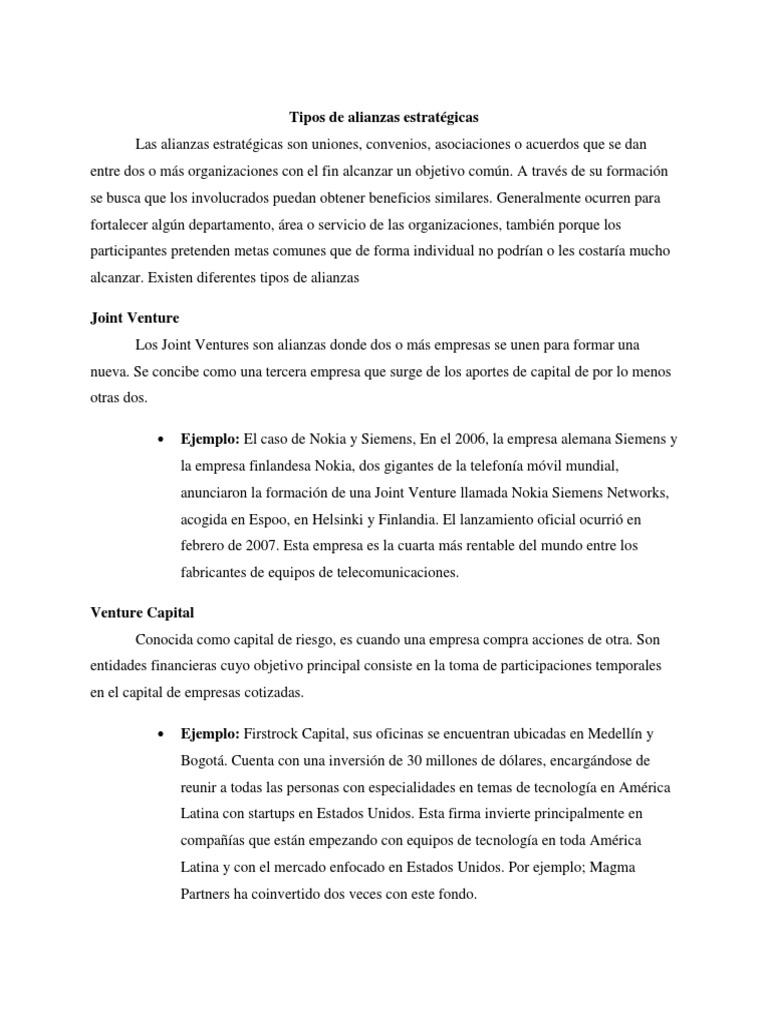 Tipos de Alianzas Estratégicas | PDF | Nokia | Proyecto conjunto