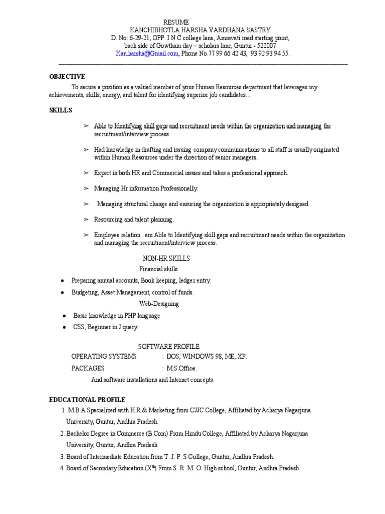 Harsha Resume | PDF | Human Resources | Recruitment