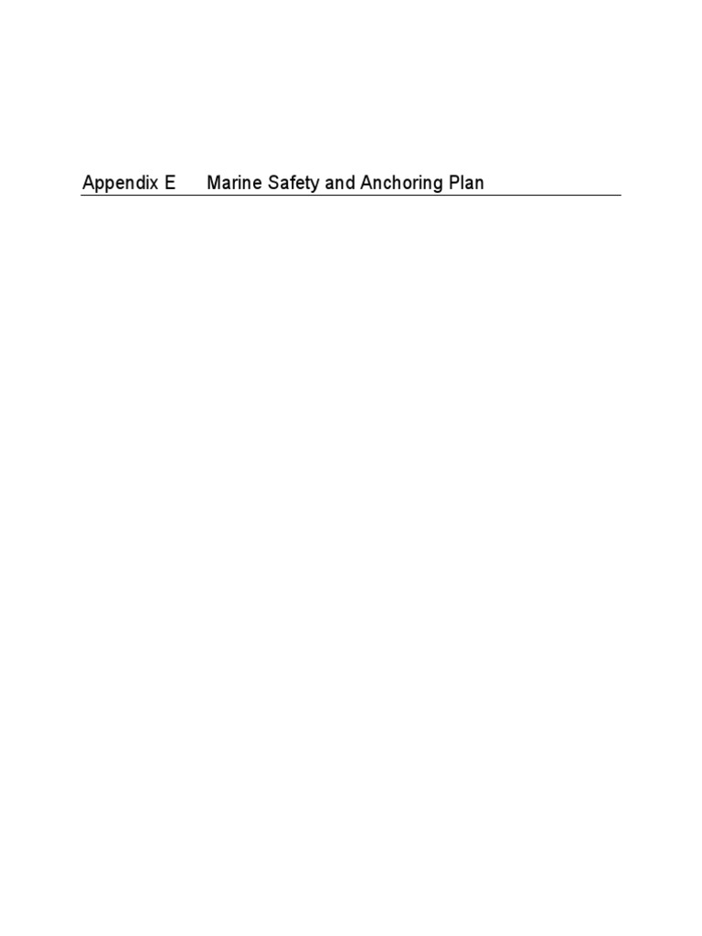 Appendix E Marine Safety and Anchoring Plan | PDF | Anchor | Tugboat