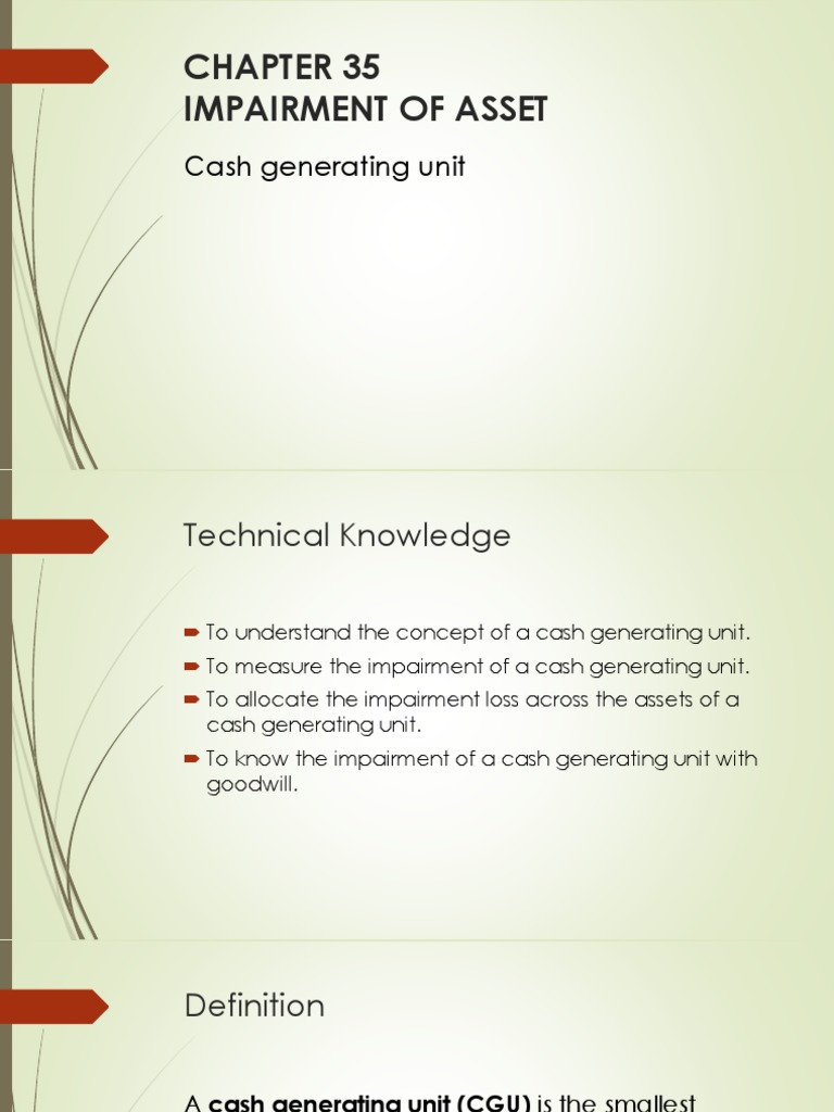 Impairment of Asset: Cash Generating Unit | PDF | Goodwill (Accounting ...
