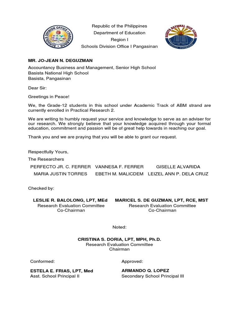 Request for Research Adviser | PDF