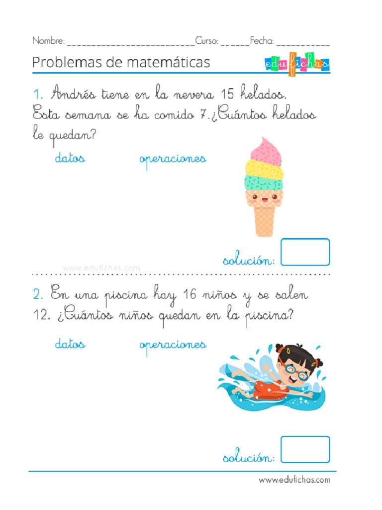 Resolucion de Problemas Sumas y Restas Sencillas Kinder Primero Basico ...