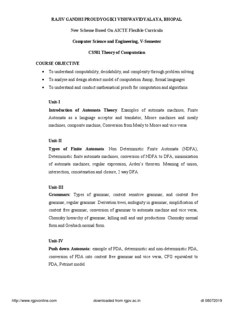 RGPV Syllabus of V Sem | PDF | Relational Database | Databases
