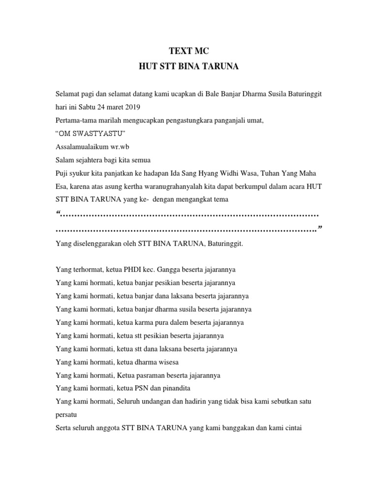 TEXT MC (Formal) HUT STT BINA TARUNA | PDF