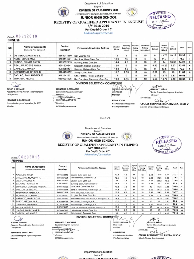 Rqa Per Deped Order 7 Addendum Correction JR Hs PDF | PDF | Regulation ...