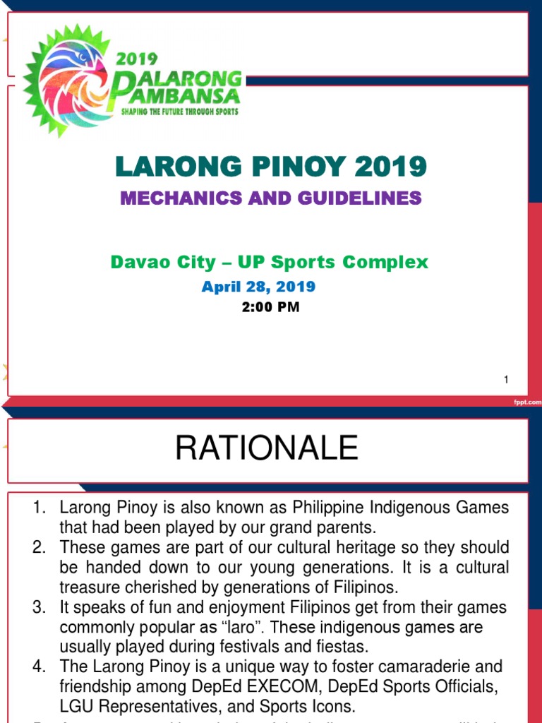 Larong Pinoy Mechanics and Guidelines As of April 2 2019 1 | Download ...