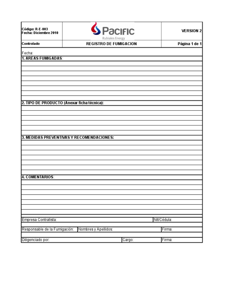 Registro de Fumigación | PDF