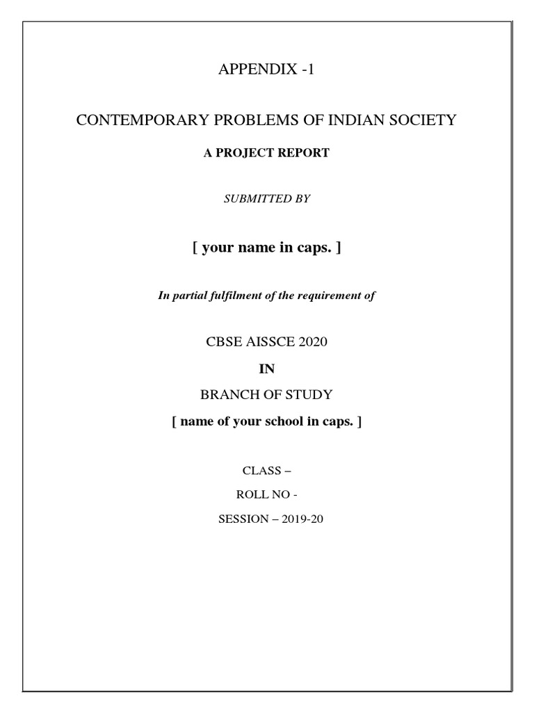 Contemporary Problems of Indian Society - A General Studies Project ...