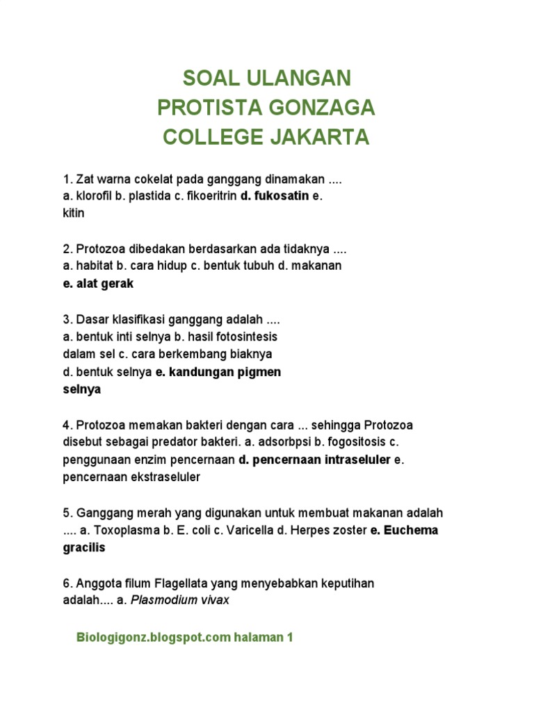 Soal Protista | PDF