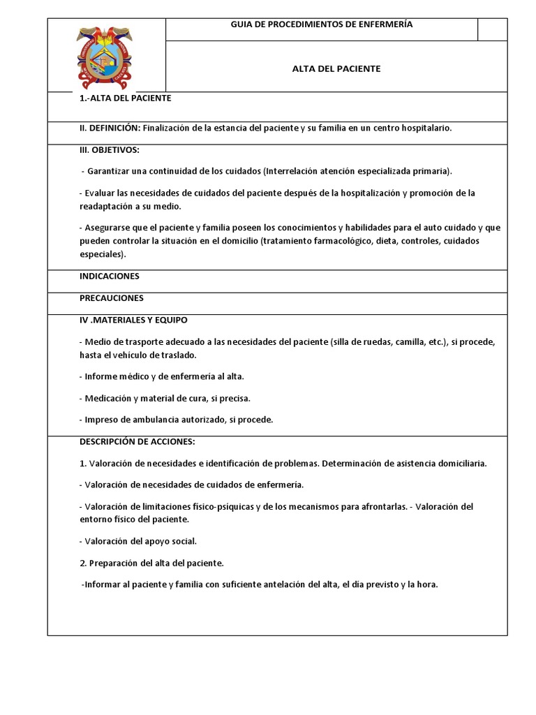 Alta Del Paciente | PDF | Hospital | Ambulancia
