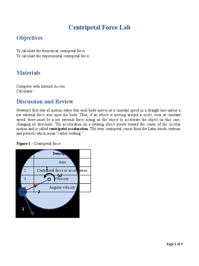 Physics Lab: Centripetal Force | PDF | Acceleration | Angle