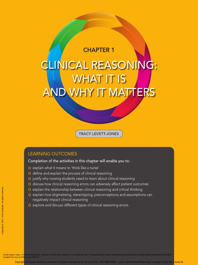 Clinical Reasoning Learning To Think Like A Nurse - (Chapter 1 Clinical ...