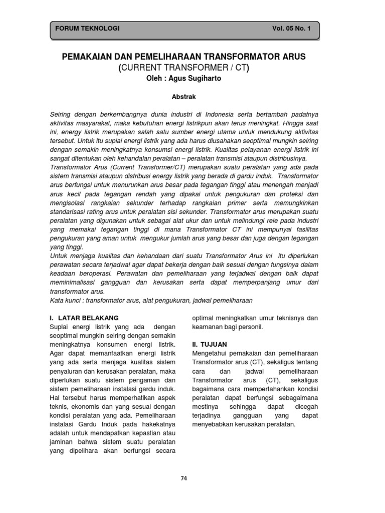 Pemeliharaan Transformator Arus | PDF