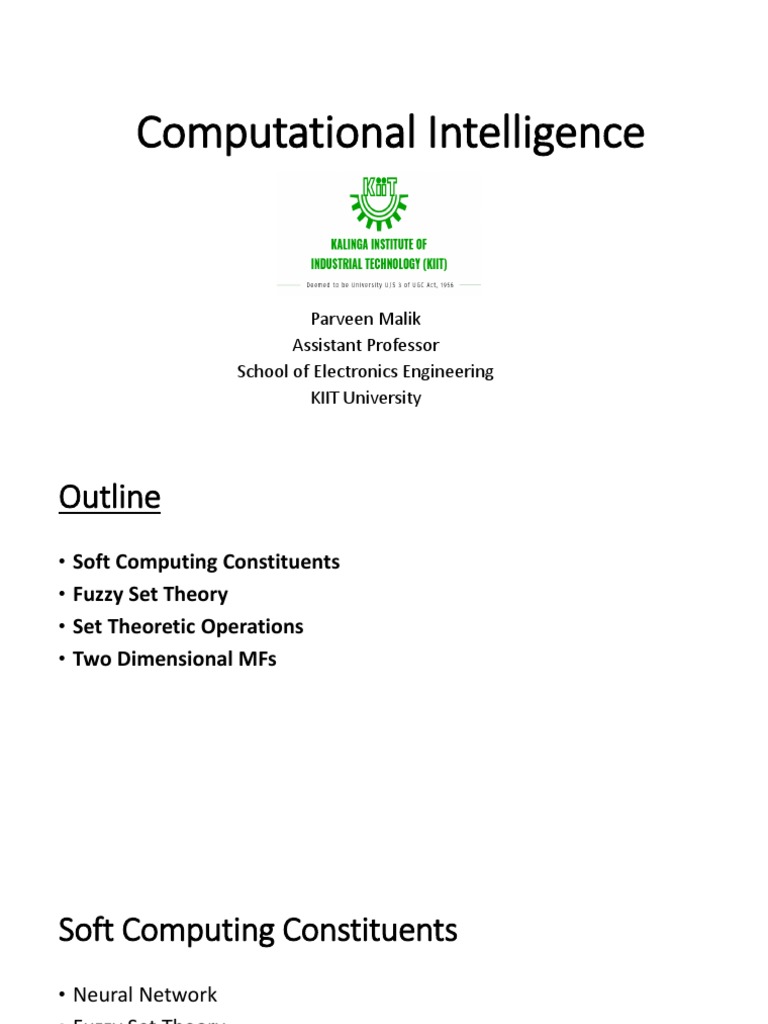 Lecture 1 - Computational Intelligence | PDF | Set (Mathematics) | Fuzzy Logic