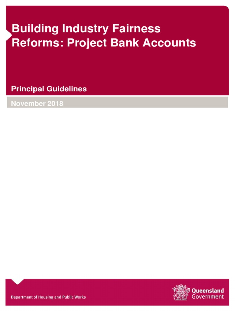 Building Industry Fairness Reforms: Project Bank Accounts: Principal Guidelines | PDF | Payments ...