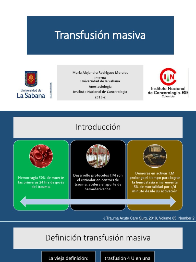 Transfusión Masiva | PDF | Plaqueta | Coagulación