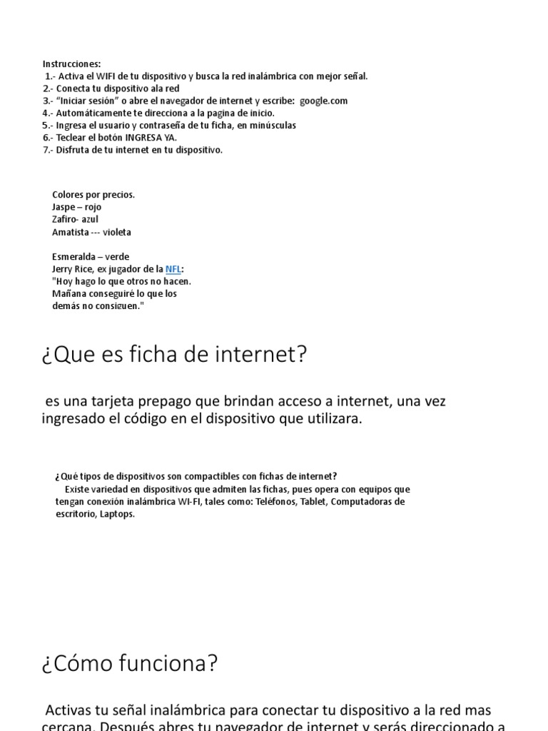 Fichas y Codigos | PDF | Wifi | Internet