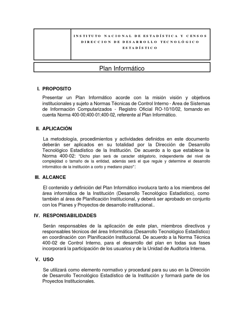 Plan Informatico | PDF | Planificación | Informática