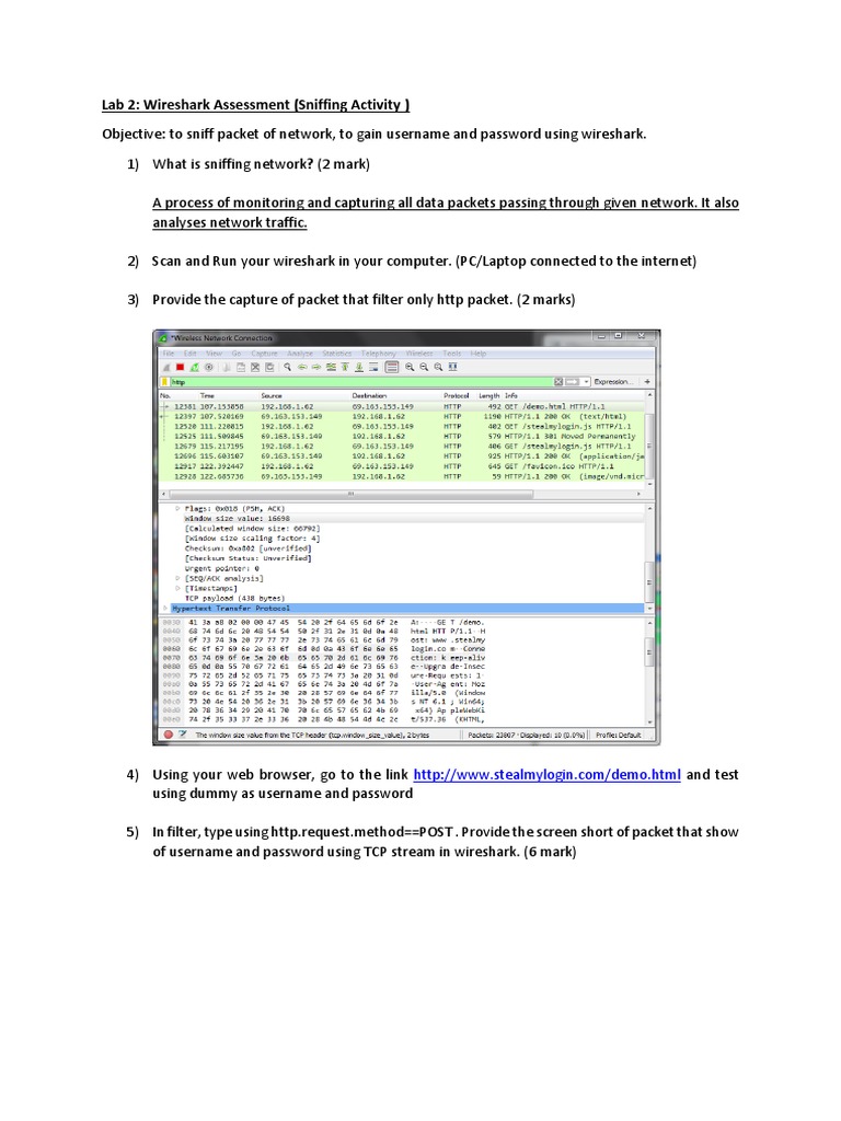 Lab 2: Wireshark Assessment (Sniffing Activity) | PDF | Science & Mathematics | Computers