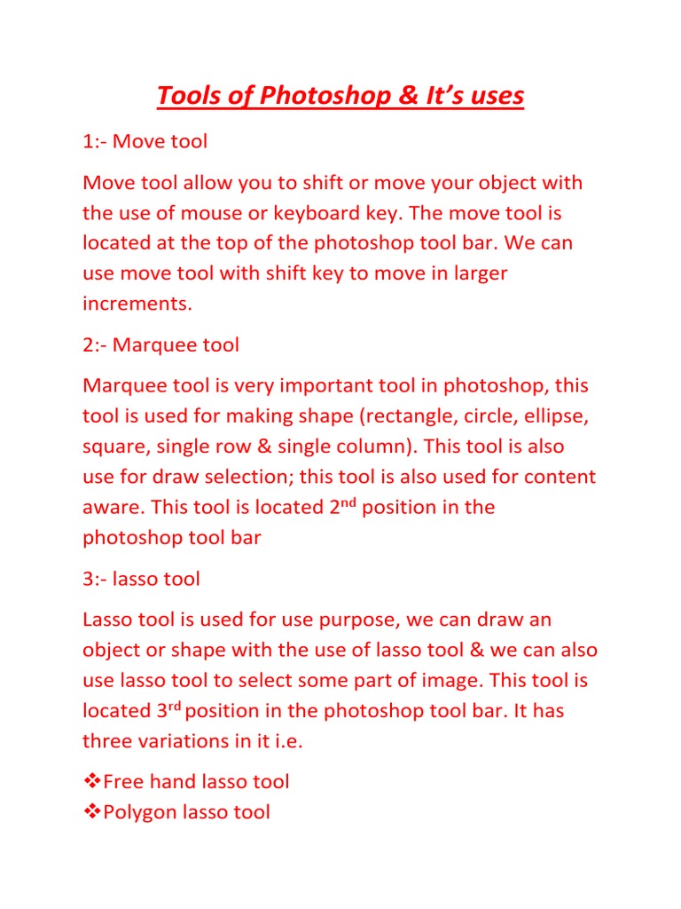 Tools of Photoshop | PDF | Adobe Photoshop | Art Media