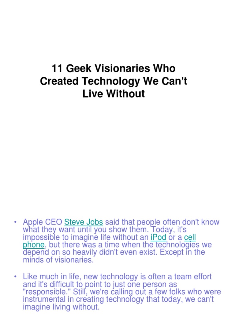 11 Geek Visionaries Who Created Technology We Can't Live Without | PDF ...
