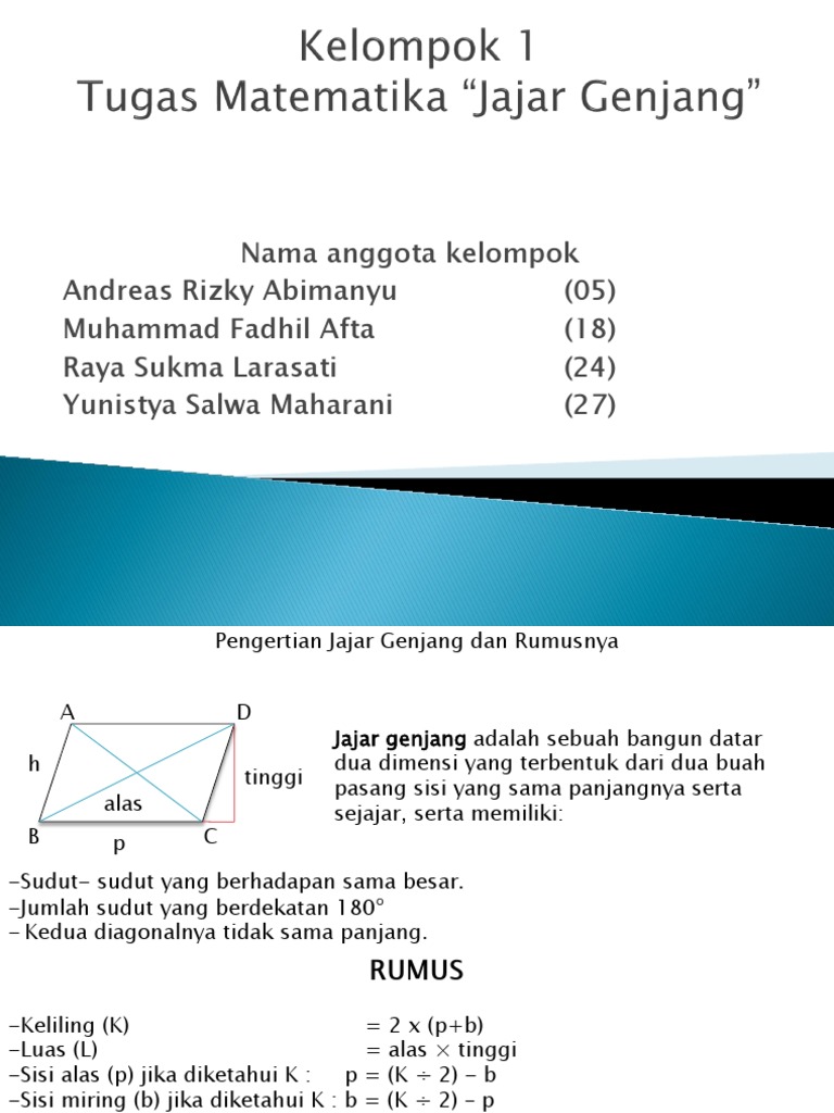 Tugas PPT MTK 7F Jajar Genjang | PDF | Metode & Bahan Ajar