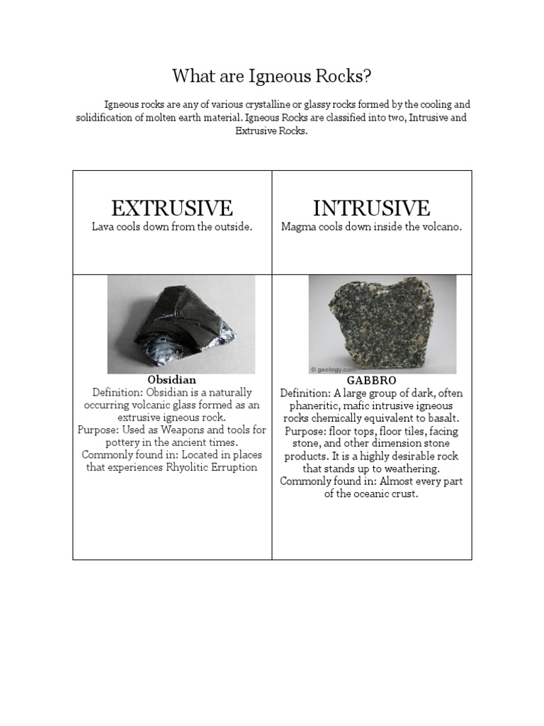 Extrusive Intrusive: What Are Igneous Rocks? | PDF | Igneous Rock ...