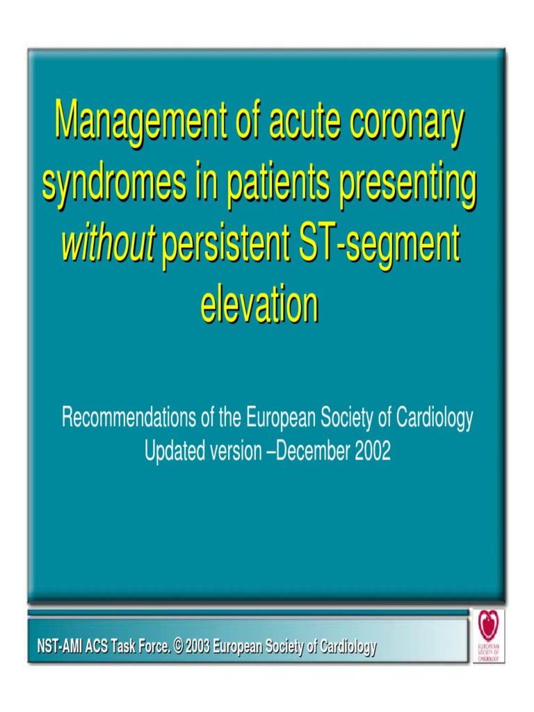 ESC ACS Guidelines Slideset | PDF | Percutaneous Coronary Intervention ...