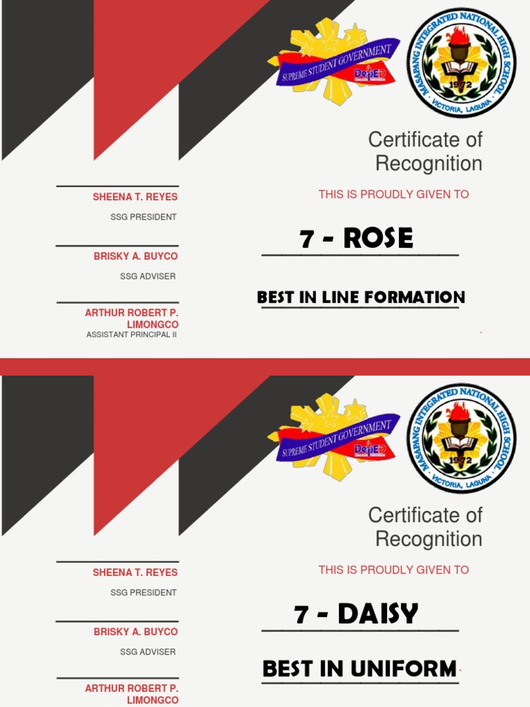 7 - Rose: Certificate of Recognition | PDF