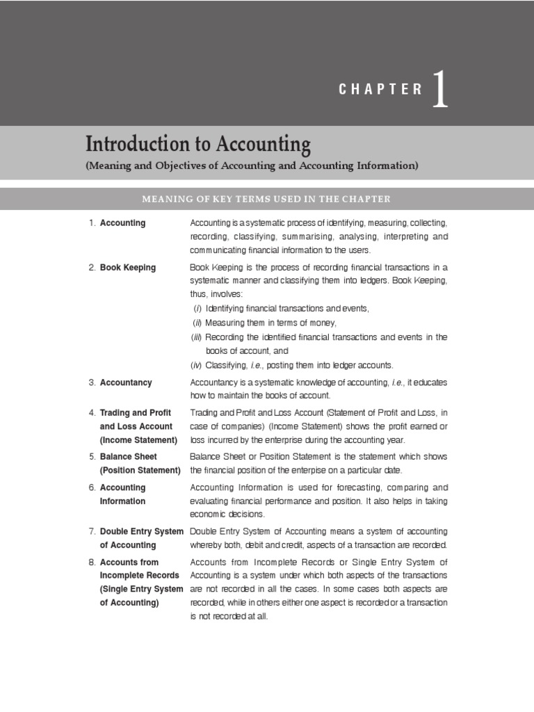 Introduction To Accounting: (Meaning and Objectives of Accounting and ...