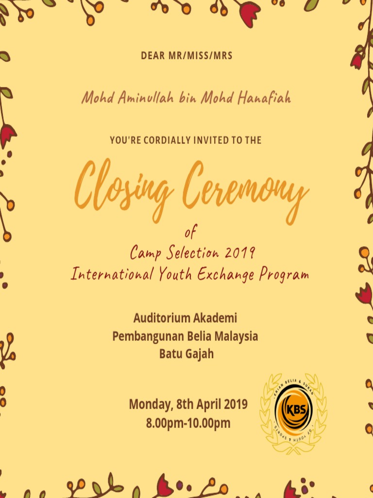 Closing Ceremony Invitation 2019 | PDF