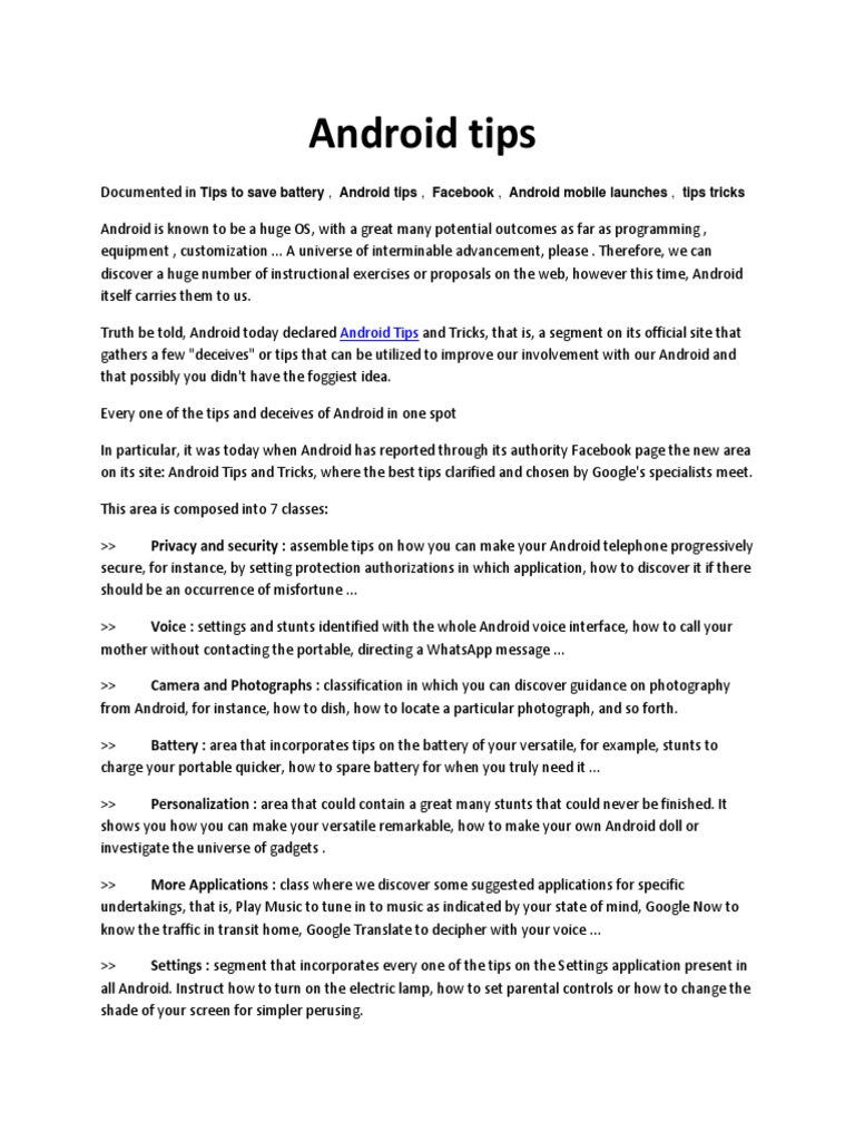 Android Tips: Tips To Save Battery, Android Tips, Facebook, Android ...