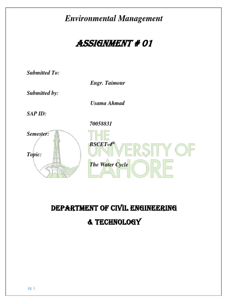 Assignment # 01: Environmental Management | PDF | Water Cycle | Evaporation