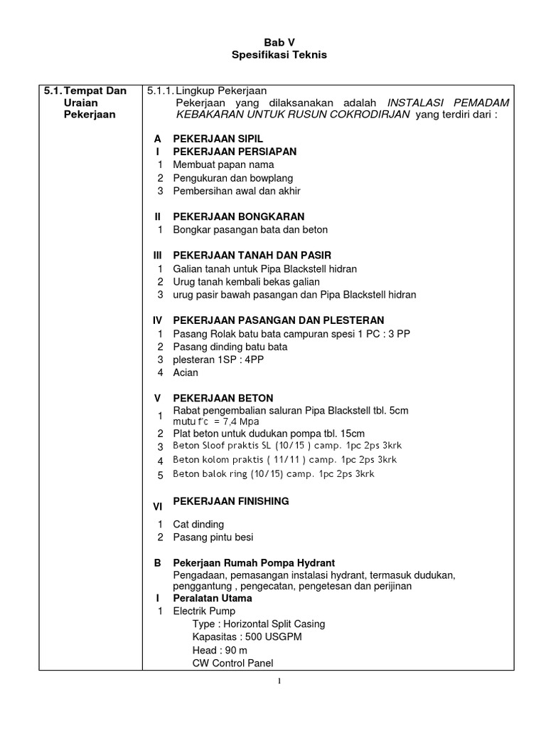 Spek Tek Hydrant 19 8 2019 Adendum | PDF