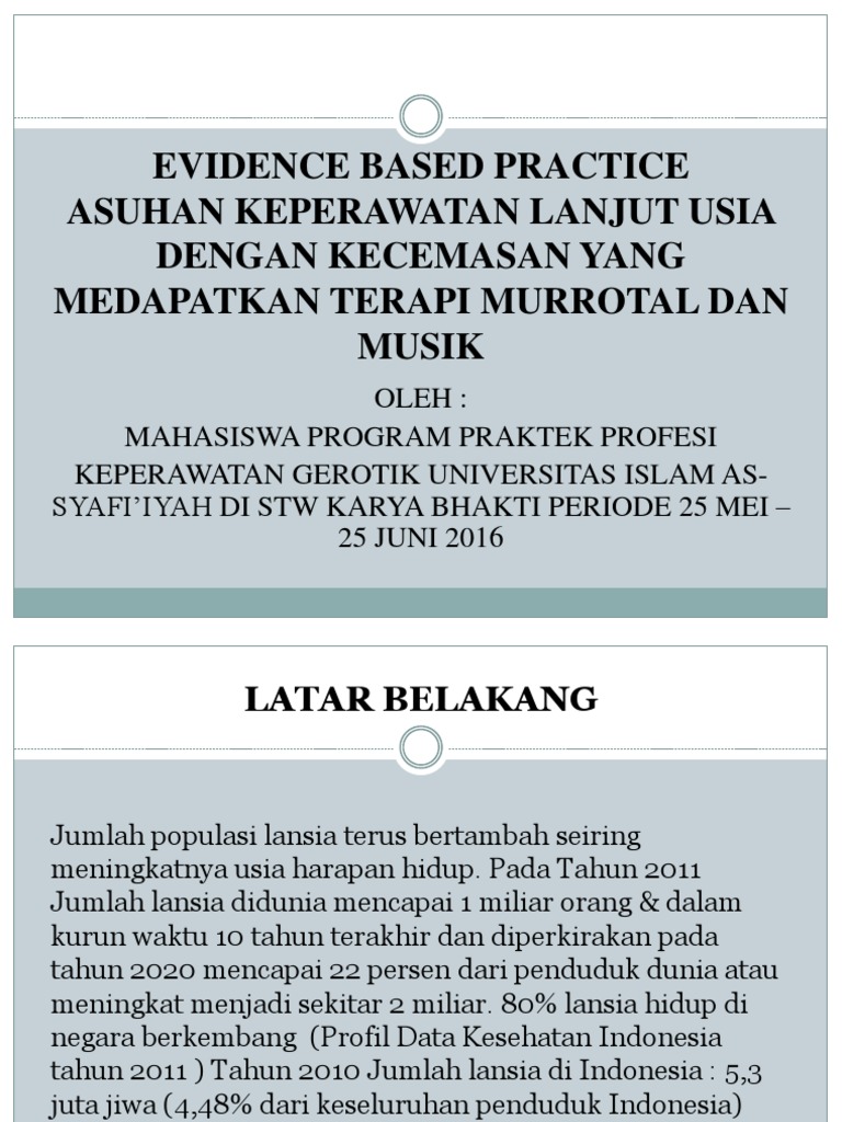 Evidence Based Practice Gerontik | PDF | Sains & Matematika