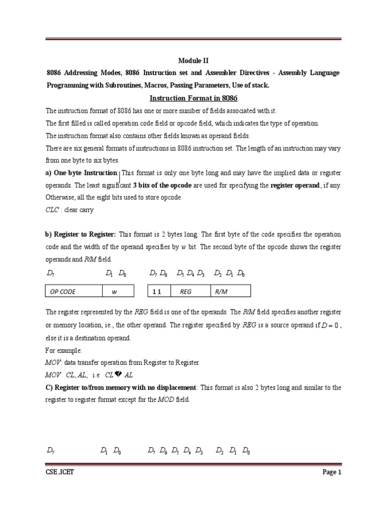 Mod 2 | Download Free PDF | Assembly Language | Subroutine