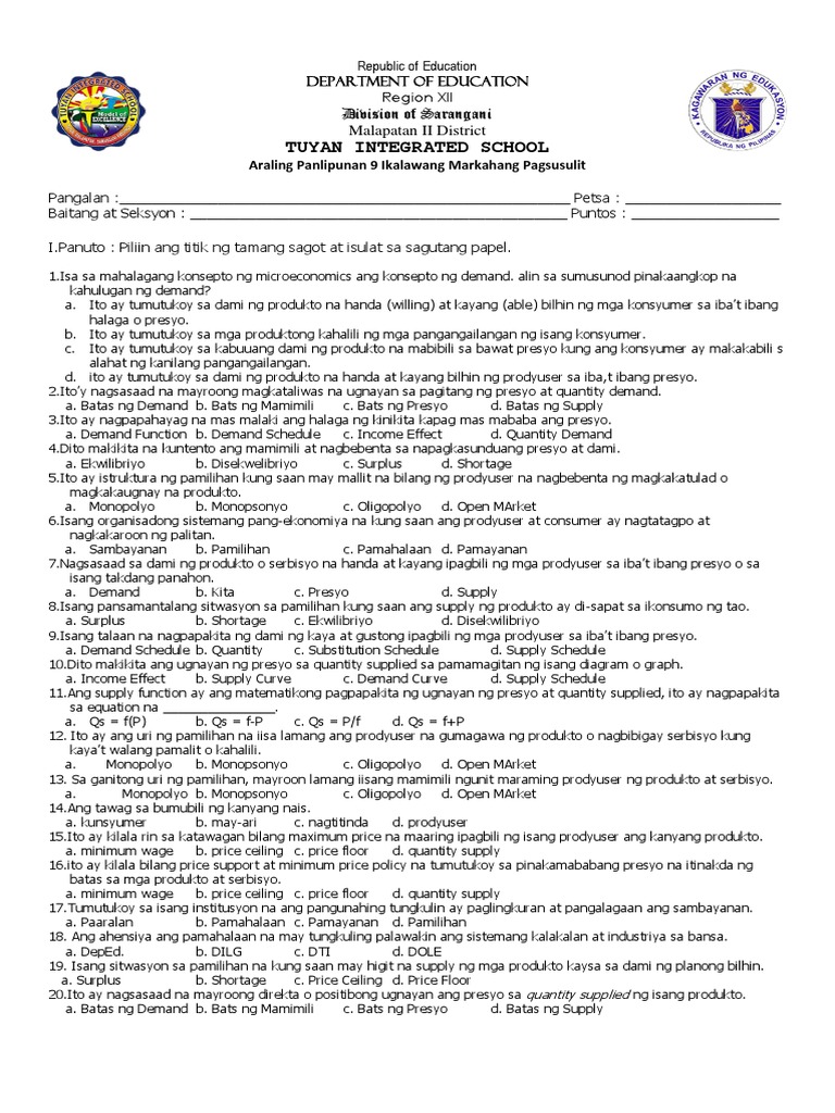 AP 9 2nd Grading Exam | PDF