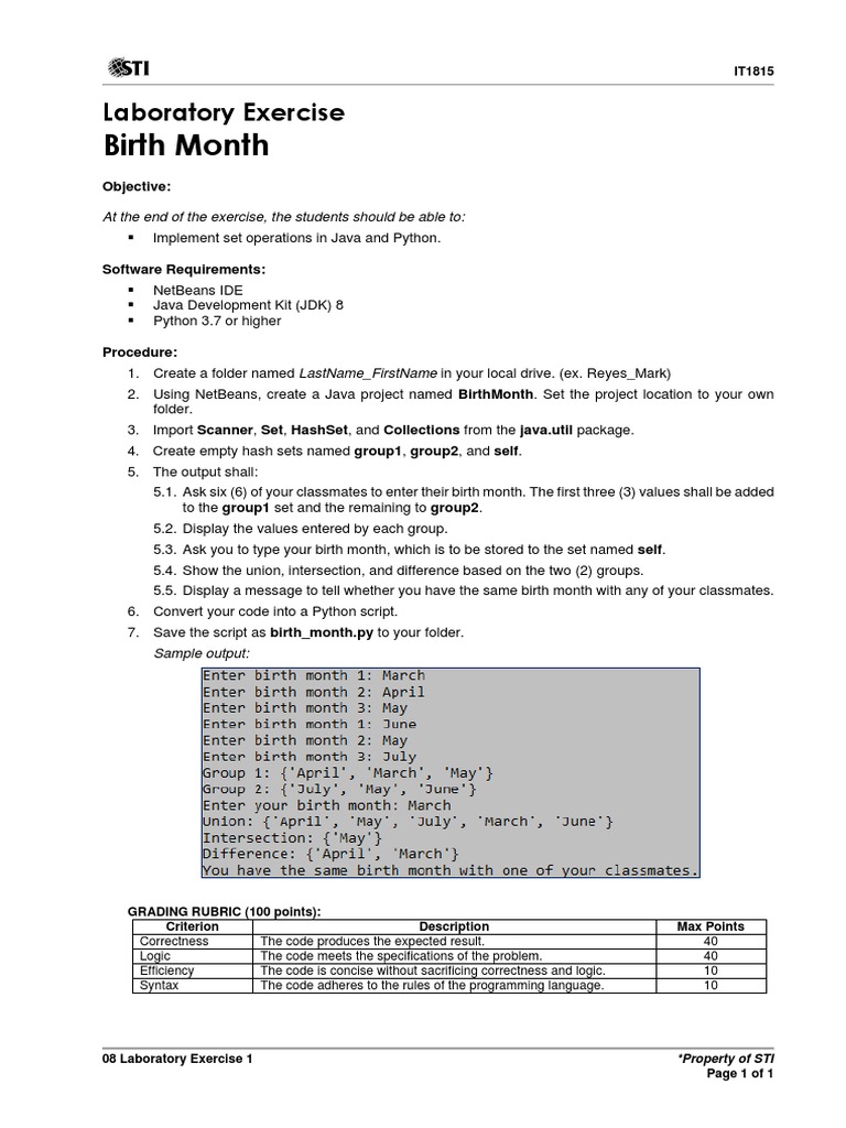 08 Laboratory Exercise 1 | PDF