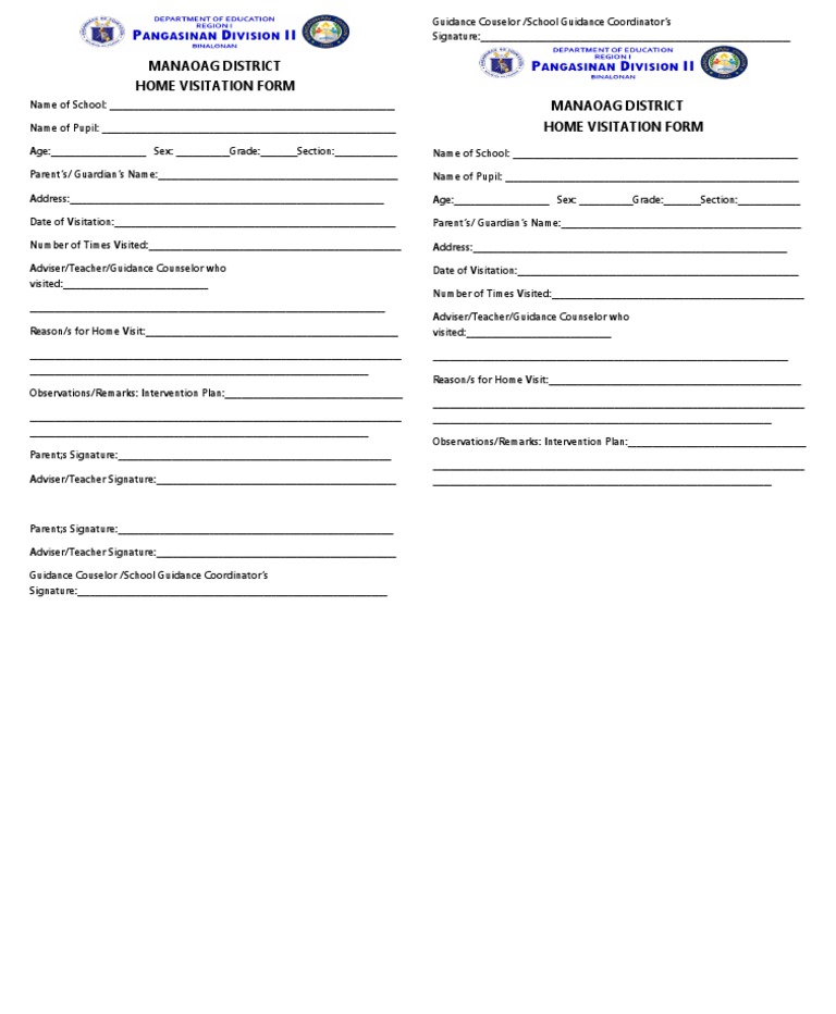 Manaoag District Home Visitation Form Manaoag District Home Visitation ...