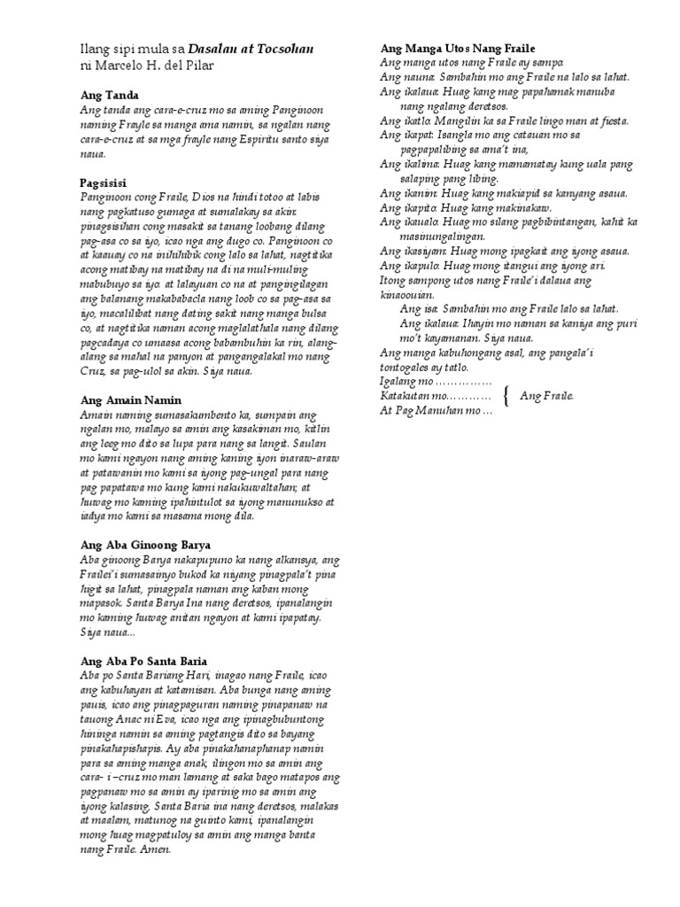 Dasalan at Tocsohan PDF | PDF