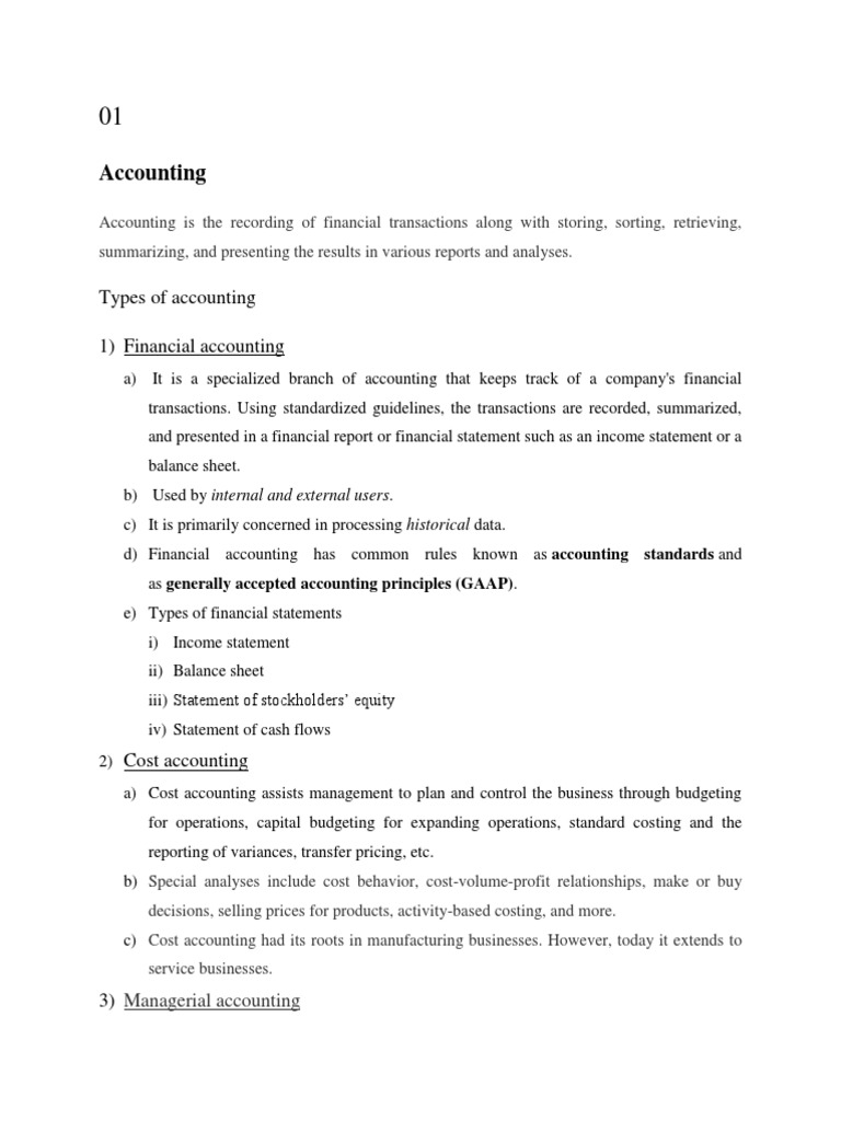 Accounting: Types of Accounting 1) Financial Accounting | PDF ...