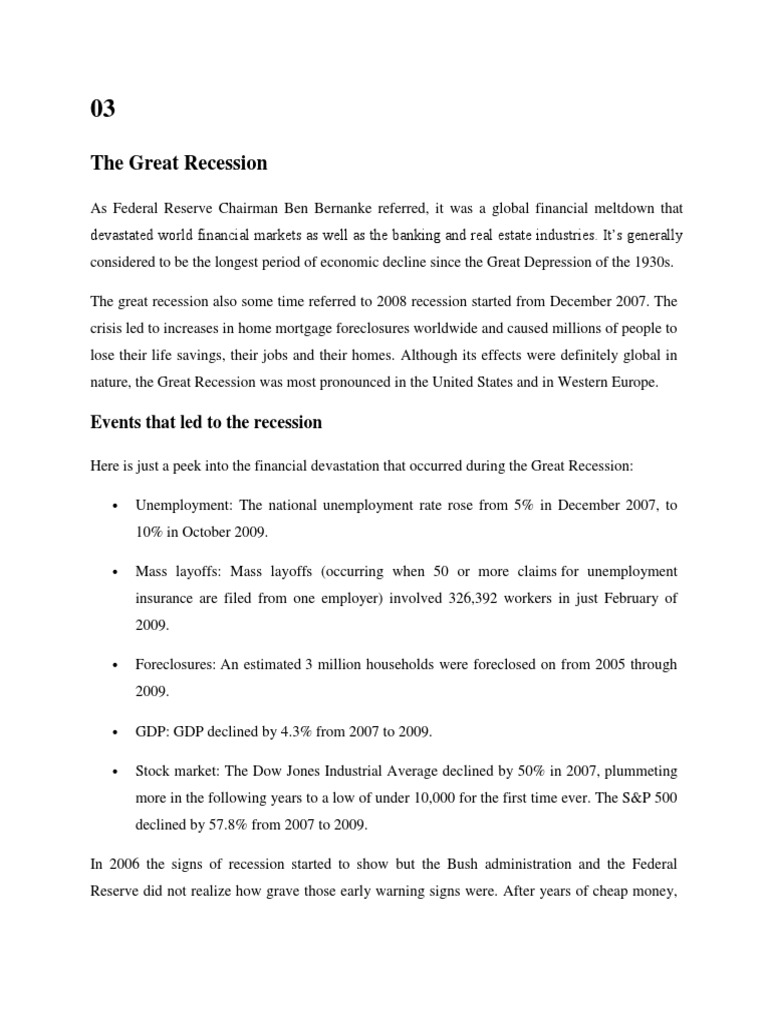 The Great Recession | PDF | Great Recession | Collateralized Debt ...