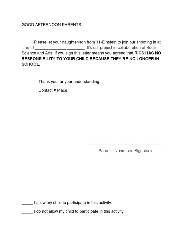 Parent's Concent | PDF