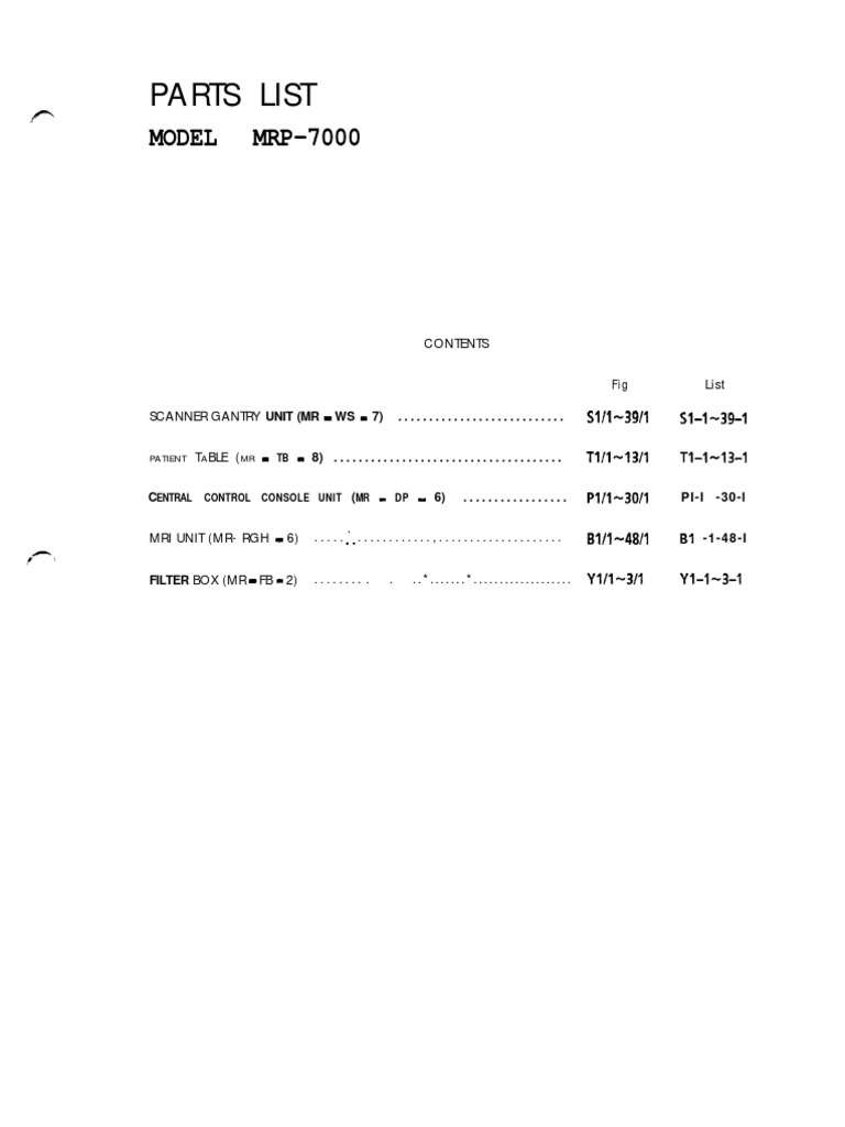 Parts List and Diagrams for the MRP-7000 Medical Resonance Imaging Scanner | PDF | Coaxial Cable ...