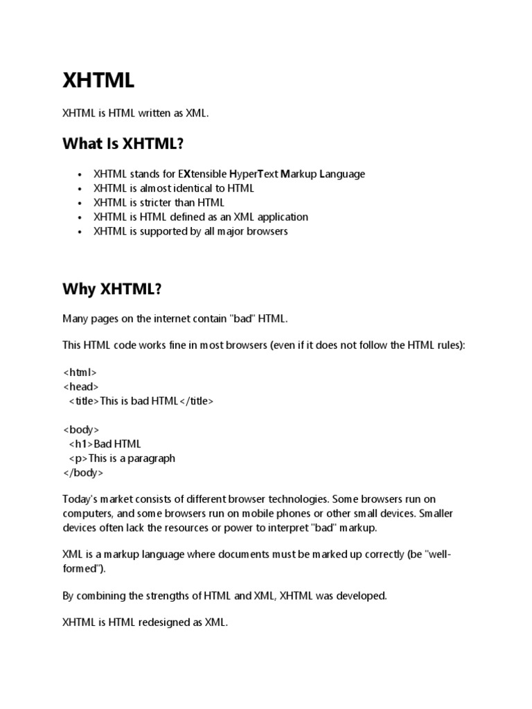 XHTML Material | PDF | Xhtml | Html